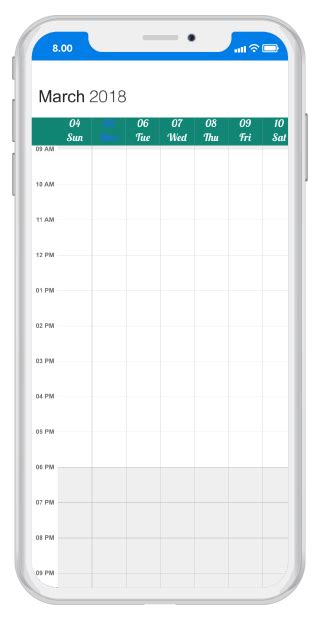 configure week view at syncfusion schedule control xamarin ios