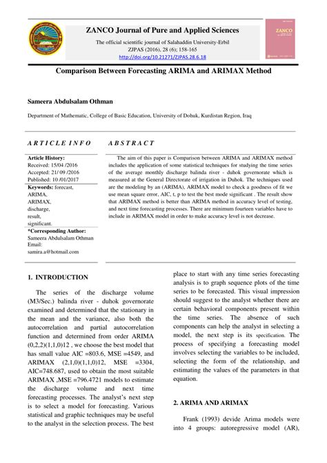 Pdf Comparison Between Forecasting Arima And Arimax Method