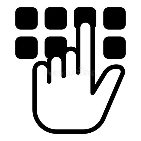 Hand Pointer With Buttons Solid Icon Hacker Attacks Concept Vector Graphics Stock Illustration