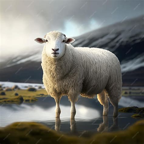 Premium Photo | Sheep under the blue sky Generative AI