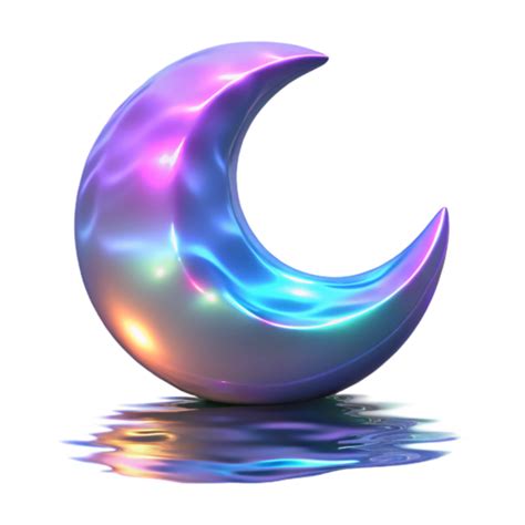 Iridescent Crescent Moon Render Abstract Background 55327036 Png