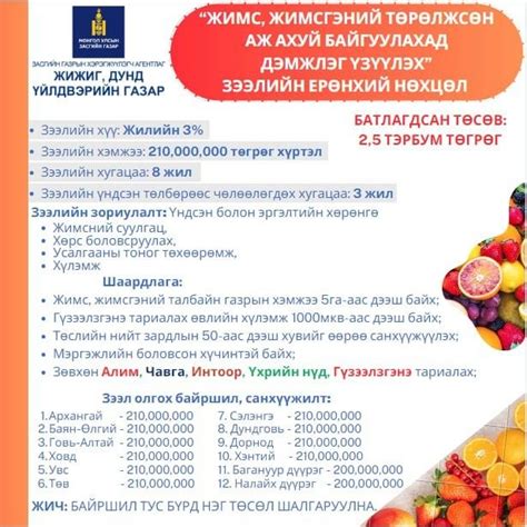 Орон нутагт жимс жимсгэнэ төмс мах зэрэг хүнсний чиглэлээр аж ахуй эрхлэгчдэд ₮4 7 тэрбумын