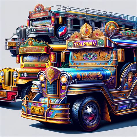 Three Different Philippine Jeepneys Colorful Designs Ai Art