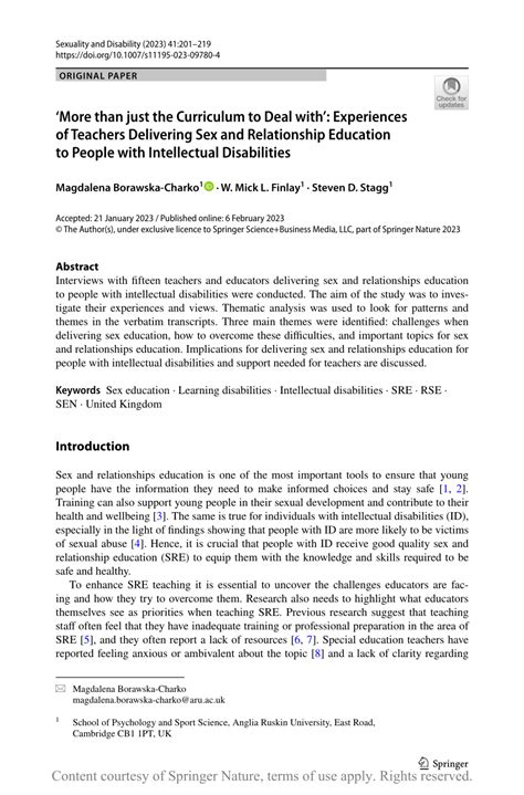 ‘more Than Just The Curriculum To Deal With Experiences Of Teachers Delivering Sex And