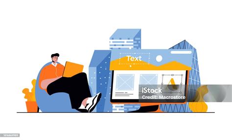 평평한 만화 디자인에서 사람들과 함께하는 웹 개발 개념 홈페이지 레이아웃을 디자인하고 프로토타이핑을 하고 사이트 템플릿을