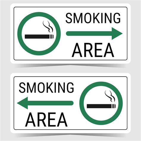 Premium Vector Smoking Area Signs With Direction Arrows Designated