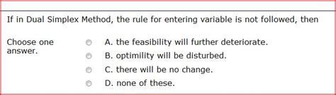 Solved If In Dual Simplex Method The Rule For Entering