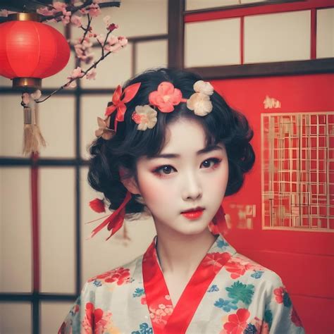 El Fondo De La Chica Japonesa Vintage Es Muy Genial Foto Premium