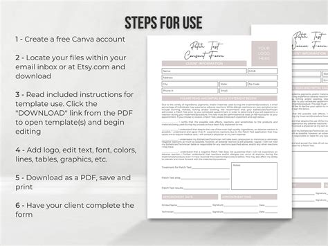 Editable Patch Test Consent And Waiver Forms Esthetician Templates Permanent Makeup Brow And