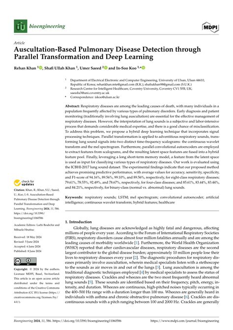 Pdf Auscultation Based Pulmonary Disease Detection Through Parallel Transformation And Deep