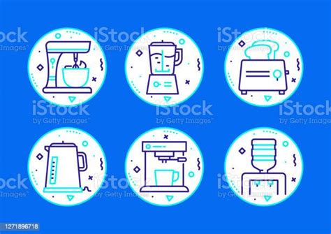 가전 제품 관련 라인 아이콘입니다 벡터 기호 그림입니다 가정 주방에 대한 스톡 벡터 아트 및 기타 이미지 가정 주방 가정용 장비 가정용 캠코더 Istock