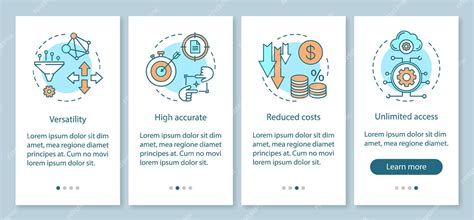 Premium Vector Benefit And Advantage Onboarding Mobile App Page Screen With Linear Concepts