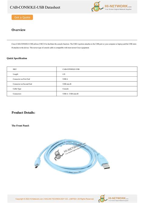 Cisco Cab Console Usb Datasheet By Hi Network Issuu