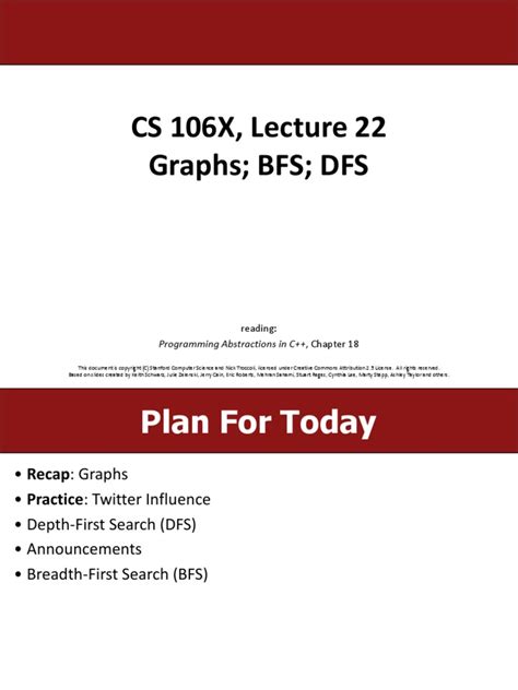 cs 106x lecture 22 graphs bfs dfs programming abstractions in c