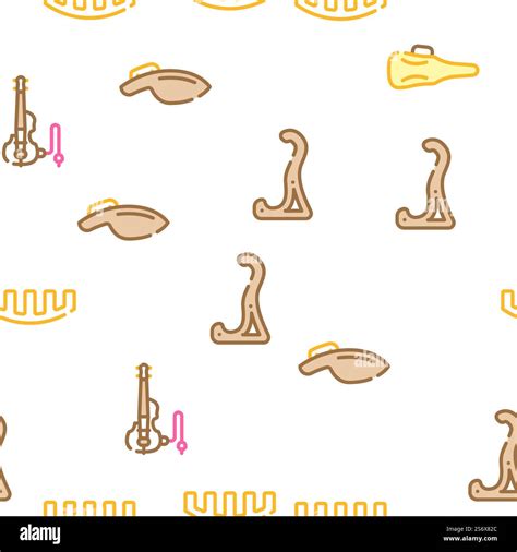 Violin String Musical Instrument Vector Seamless Pattern Color Line
