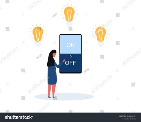 Female Turns Off Switch Switch Light Stock Vector Royalty Free Shutterstock