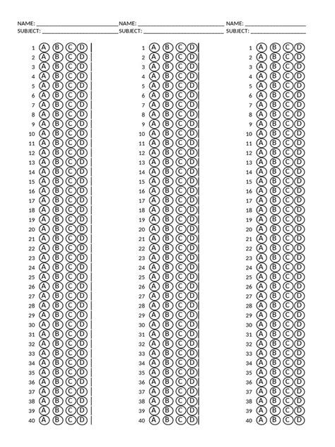 Answer Sheet Shading Pdf