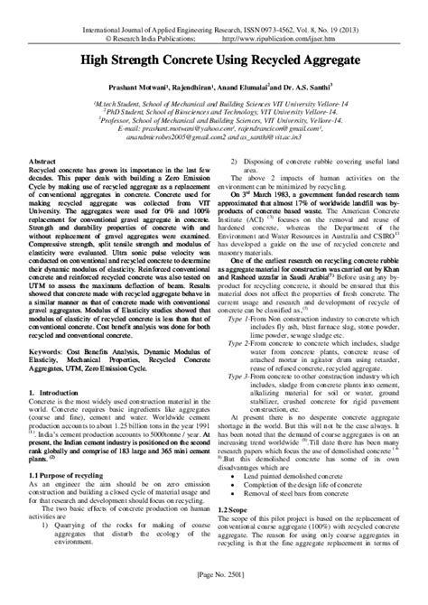 Pdf High Strength Concrete Using Recycled Aggregate