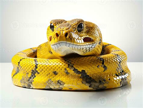 Yellow Boa Constrictor Snake Isolated On White Background With Clipping Path Ai Generative