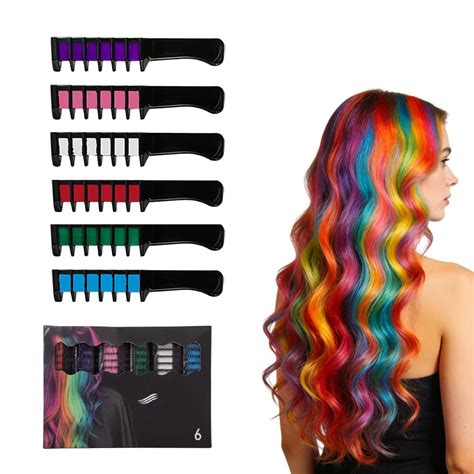 Festive Fun Hair Chalk Combs 10 Colors Temporary Hair