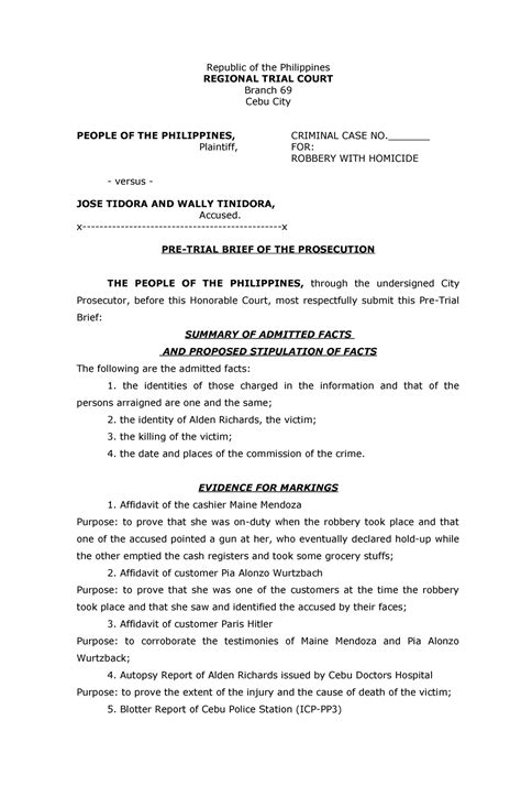 317564173 19381670 Sample Of Pretrial Brief For The Prosecution Doc Republic Of The