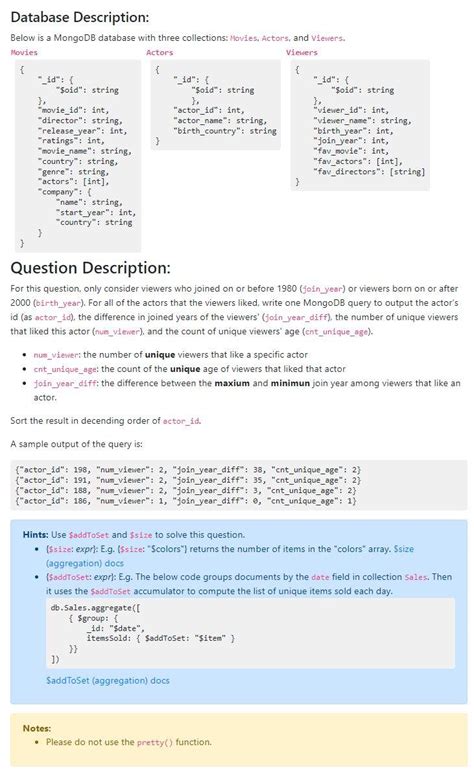 solved database description question description for this