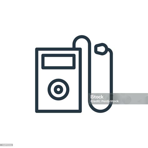 흰색 배경에서 격리된 Mp 플레이어 벡터 아이콘입니다 웹 사이트 디자인 및 모바일 앱 개발을위한 개요 얇은 라인 Mp 플레이어 아이콘 얇은 선 Mp 플레이어 개요 아이콘