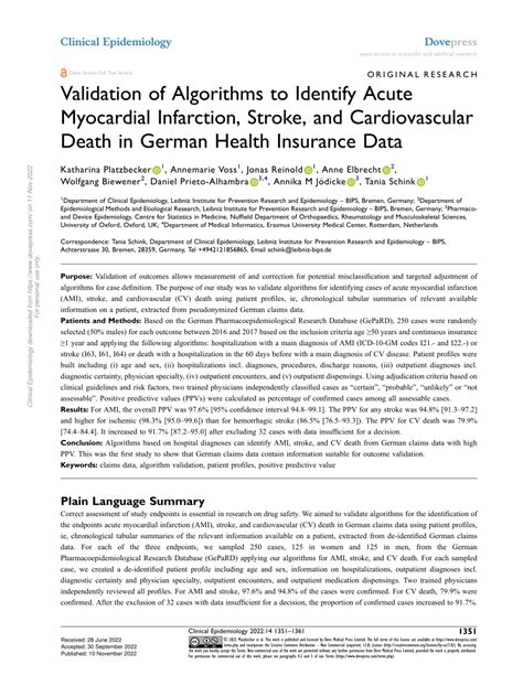 pdf validation of algorithms to identify acute myocardial infarction