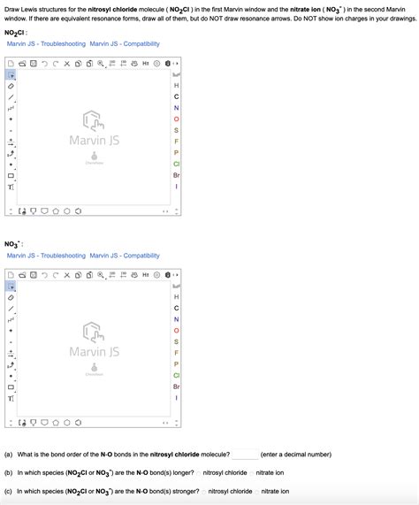 Solved Draw Lewis Structures For The Nitrosyl Chloride