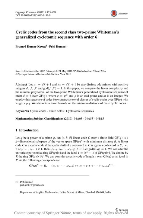 cyclic codes from the first class two prime whiteman s generalized