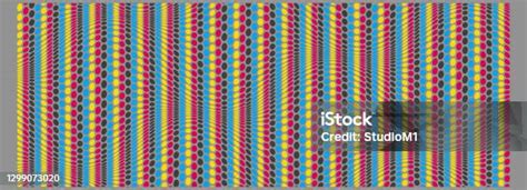 착시가 있는 배경 추상 적인 물방울 무늬 3d 벡터 그림입니다 강렬하고 밝은 색상에 대한 스톡 벡터 아트 및 기타 이미지