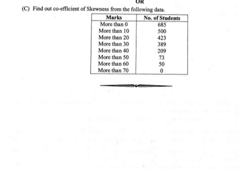 C Find Out Co Efficient Of Skewness From The Following Databegin Tab