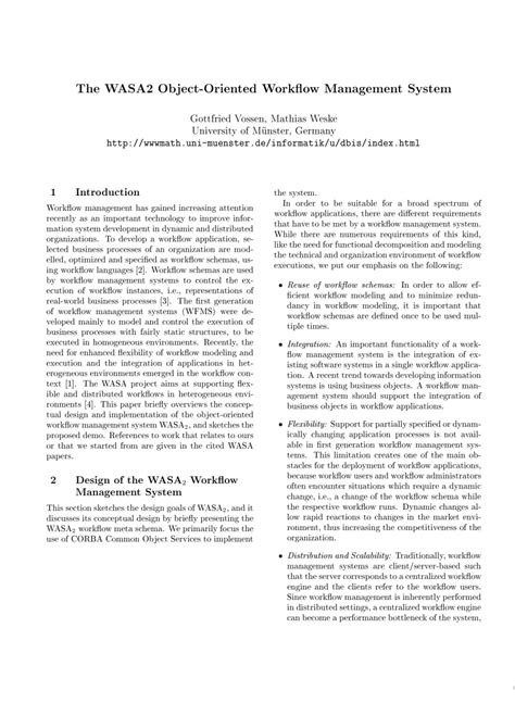 Pdf The Wasa2 Object Oriented Workflow Management System