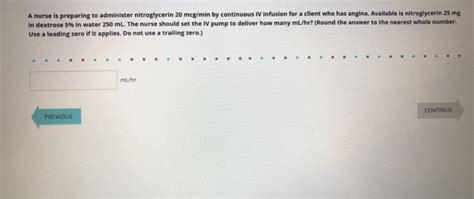 Solved A Nurse Is Preparing To Administer Nitroglycerin 20
