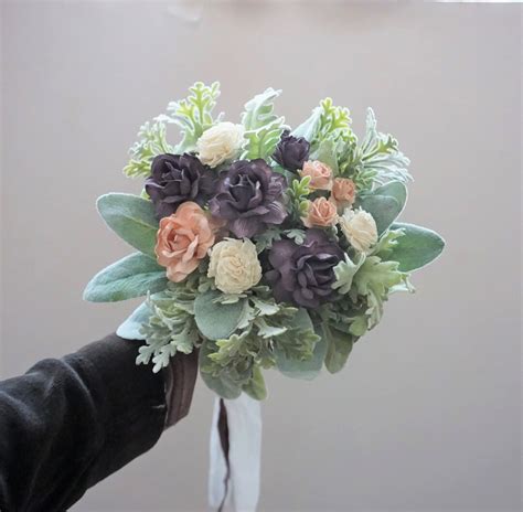 Small Boho Bridal Bouquet Dusty Purple Blush And Sage Wedding Flowers