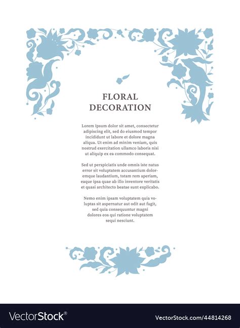 Floral Frame Vignette Border Card Design Template Vector Image