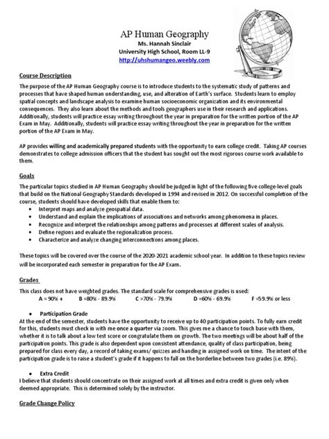 Geo Syllabus 2020 2021 Pdf Test Assessment Geography