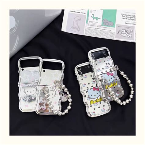 실버스트랩 키티 실버 미러 큐빅키링 범퍼케이스 Z플립케이스 플립 케이스유니크 특이한 Zlip 3 4 5 제트플립 Z플립 귀여운 키치 감성 레트로 에이블리