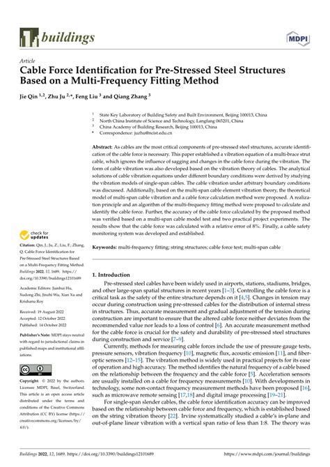 Pdf Cable Force Identification For Pre Stressed Steel Structures