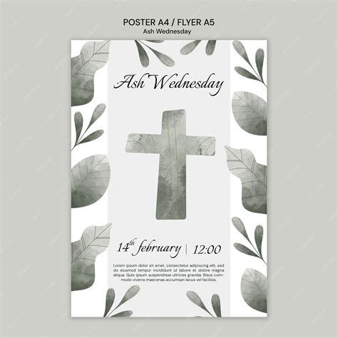 Modelo De Cartaz De Celebração Da Quarta Feira De Cinzas Psd Grátis