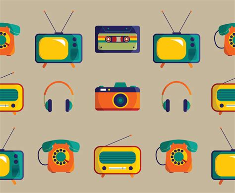 Retro Stuff Seamless Pattern Vector Art And Graphics