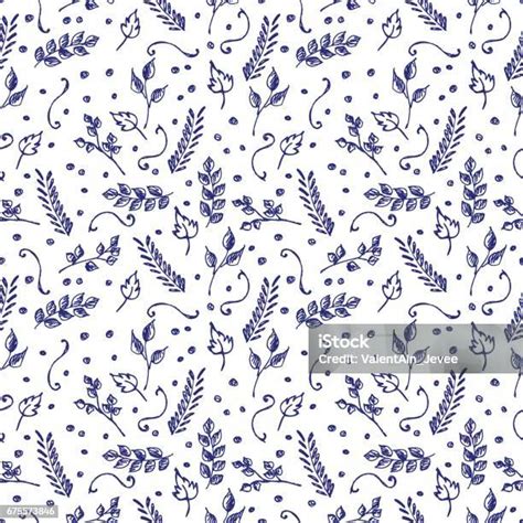 원활한 벡터 패턴 가지와 잎에 흰색 배경 배경 손 밑그림 그리기입니다 잉크 Pencilling 모방 손으로 그린 패턴의 시리즈입니다 귀여운에 대한 스톡 벡터 아트 및 기타