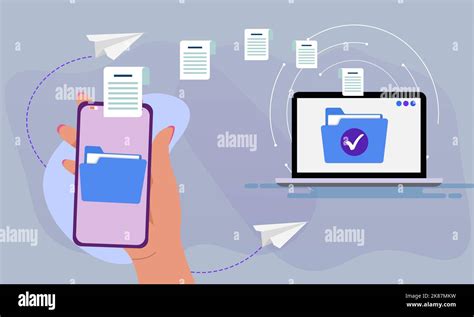 Sending Files From Mobile Phone To Modern Laptop Design Flat