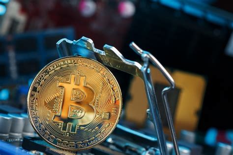 Premium Photo Golden Bitcoin Cryptocurrency On Computer Circuit Board Cpu