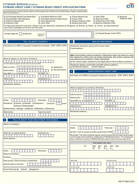 Application Form City Bank Pdf Pdf Citibank Credit Card