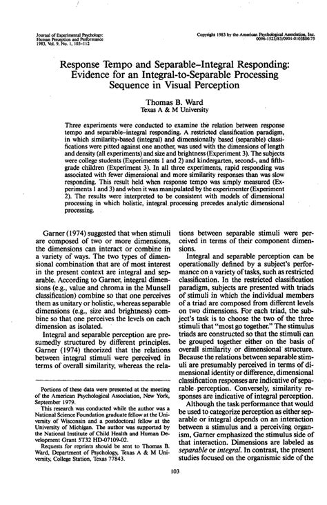 response tempo and separable integral responding evidence for an