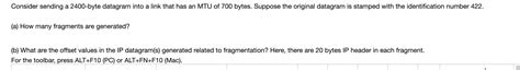 solved consider sending a 2400 byte datagram into a link