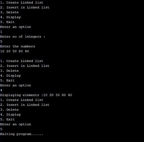 Menu Driven Program For Linked List Operations Creation Traversing