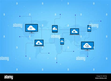 Cloud Computing Technology With Icons On World Map Vector Illustration Stock Vector Image And Art