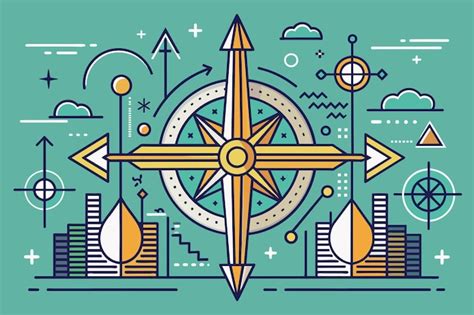 Premium Vector An Abstract Illustration Of A Compass Surrounded By Various Geometric Shapes
